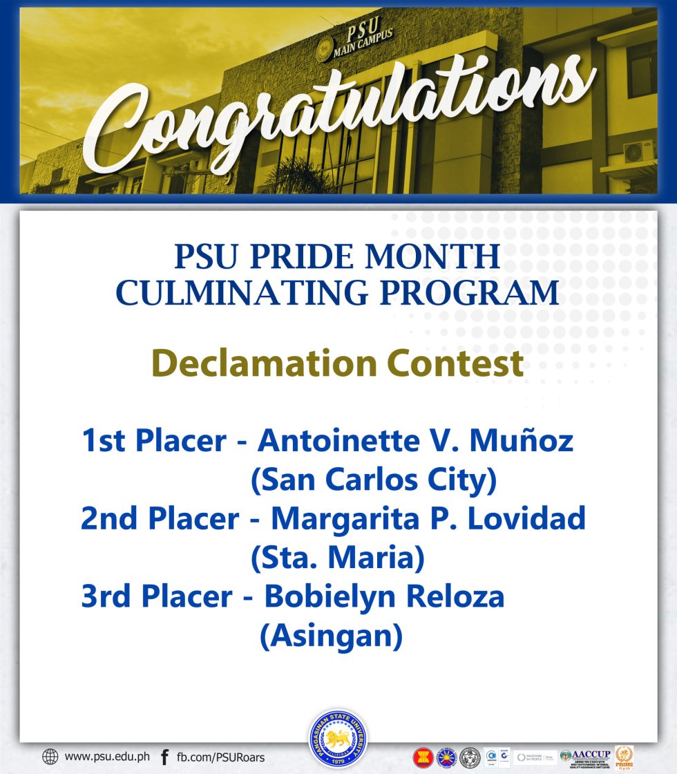 PSU Pride Month Culminating Program Winners | Pangasinan State ...