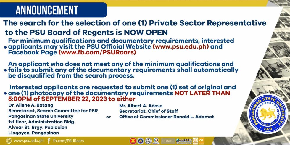 The search for the selection of one (1) Private Sector Representative ...