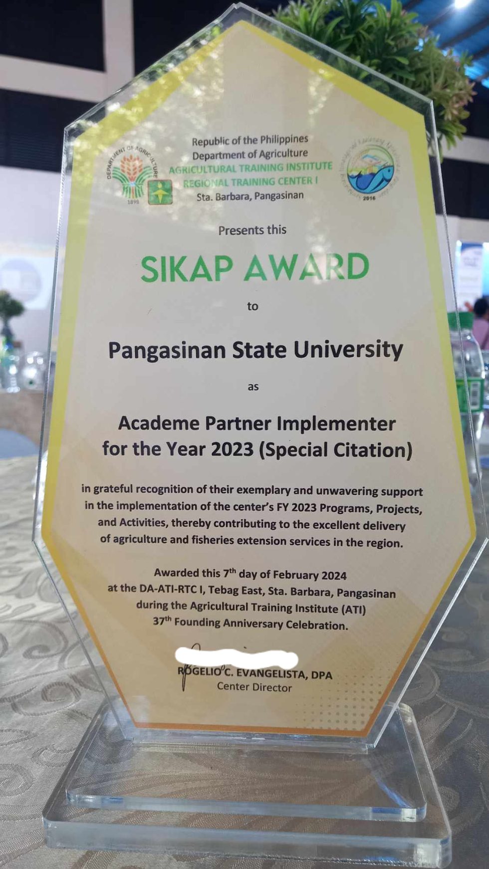 PSU is DA-ATI Sikap Awardee | Pangasinan State University Region's ...