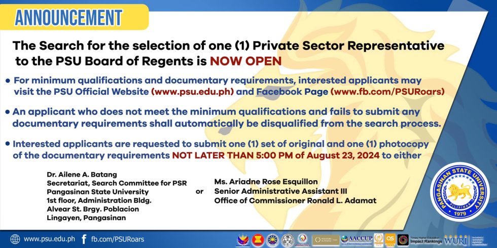 GOOD NEWS for PRIVATE SECTOR PARTNERS! | Pangasinan State University ...