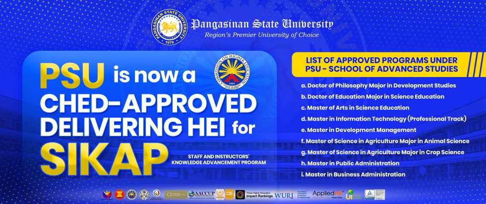 PSU is now a CHED-approved Delivering HEI for SIKAP | Pangasinan State ...
